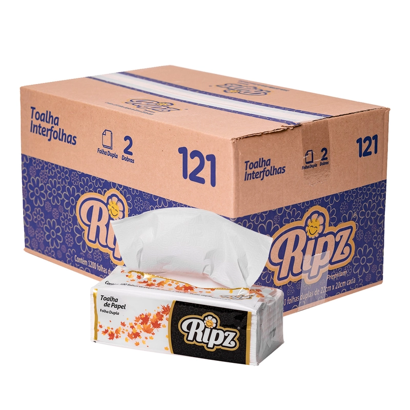 Papel Toalha Interfolha Ponto a Ponto Ripz Folha Dupla 1200 folhas - Ripz
