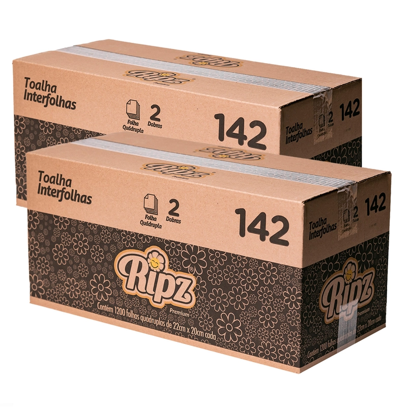 2 Caixas Papel Toalha Interfolha Ripz Folhas Quádruplas - Ripz
